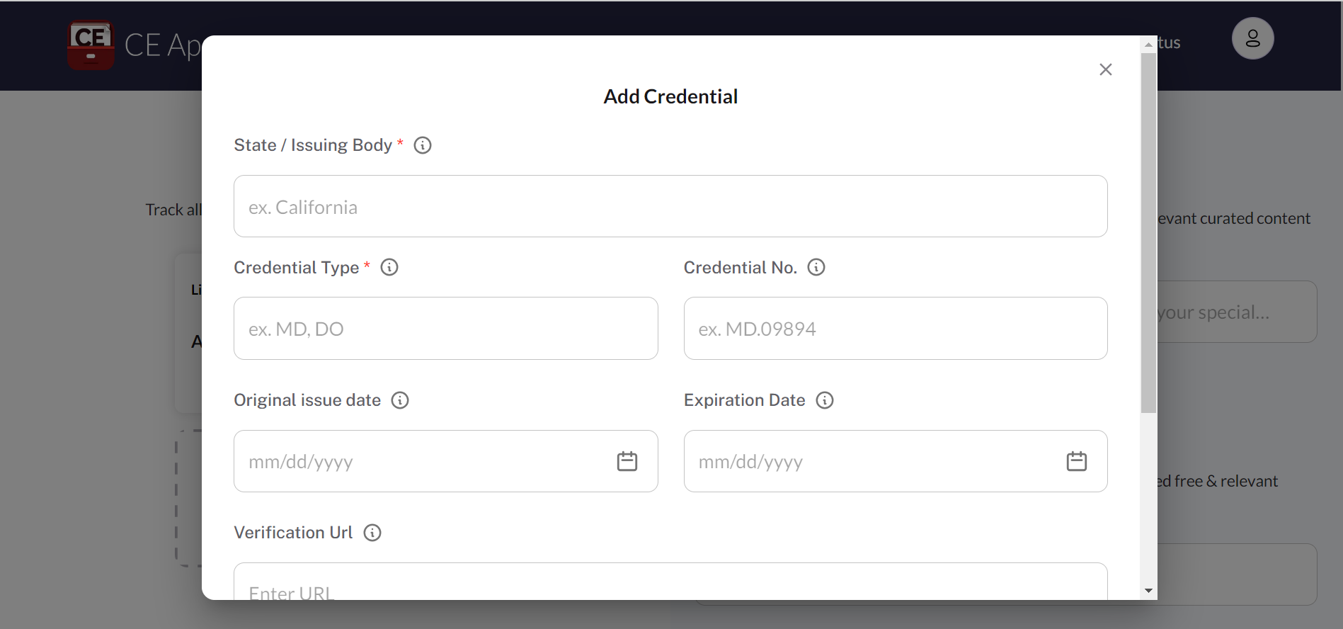 Update Your Licenses or Credentials - CE App Guide